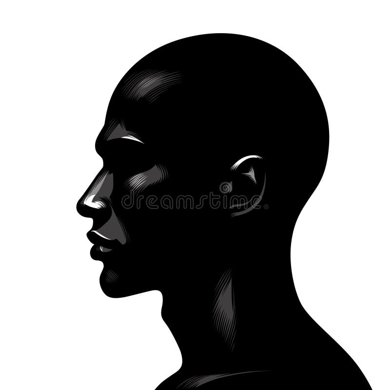 A Minimalist Black and White Vector Silhouette of a Man S Side Profile ...