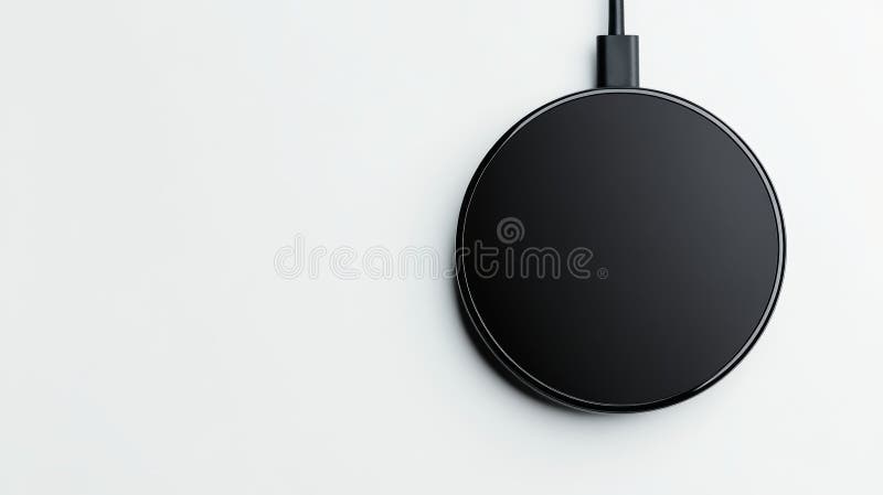Sleek Black Wireless Charger on Clean White Background Minimalist Tech ...