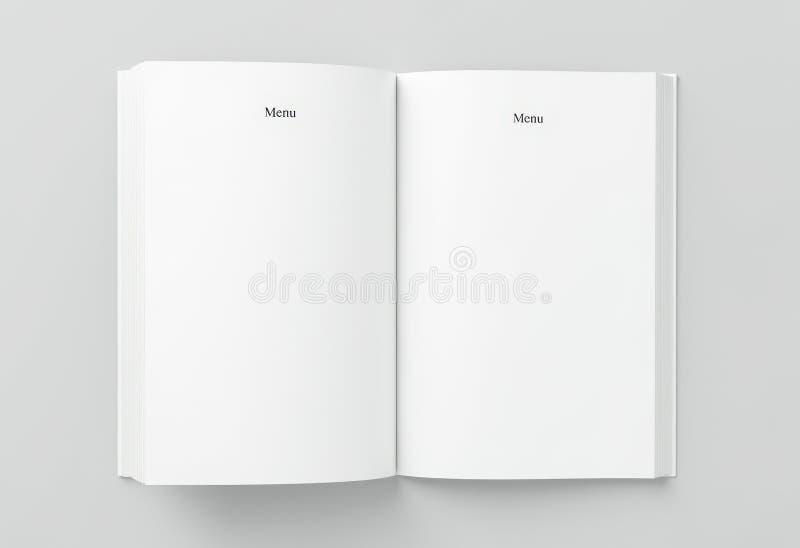 Minimalist Blank Book Menu Design Layout for Creative Inspiration Stock ...