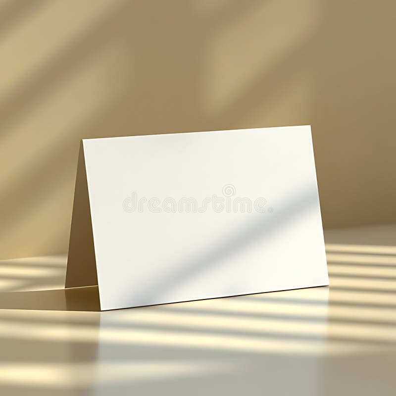 Minimalist Blank Card with Soft Shadows on Beige Background. Stock ...