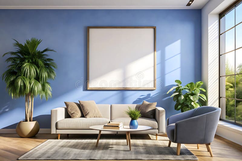 Minimalist Blank Frame on Pure Wall Indoor Room, Bright Room with Blank ...
