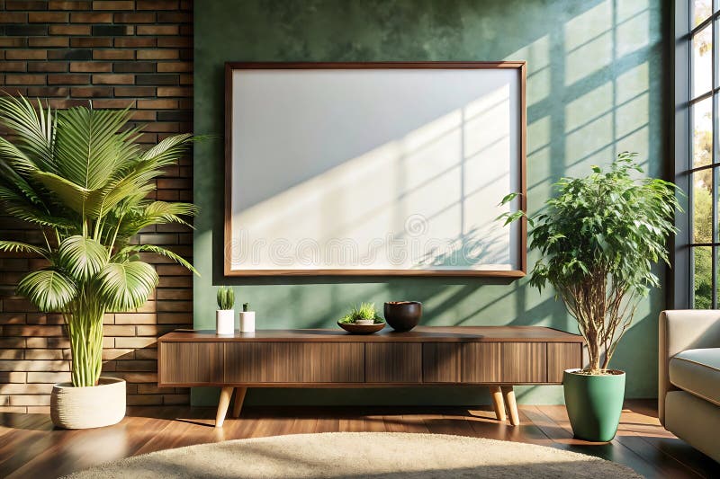 Minimalist Blank Frame on Pure Wall Indoor Room, Bright Room with Blank ...