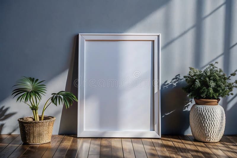 Minimalist Blank Frame on Pure Wall Indoor Room, Bright Room with Blank ...