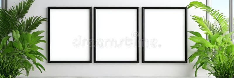 Minimalist Blank Frames Gallery Wall Three Empty Frames Symbolize ...