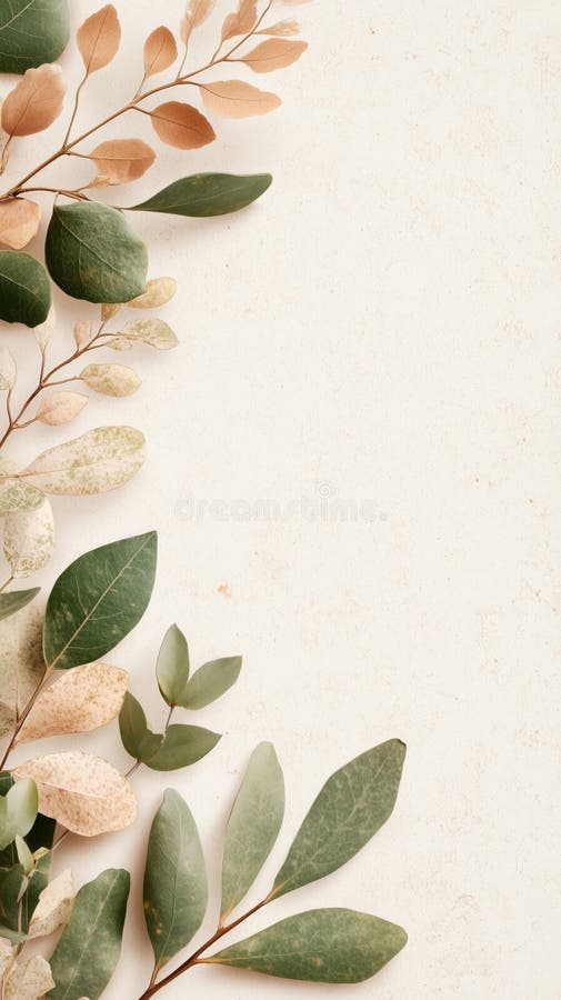 Minimalist Blank Page Design with Beige Leaf Decor for Elegant ...
