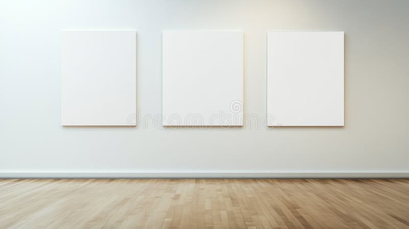 Minimalist Blank White Canvas in Clean Studio or Gallery Setting Perfect for Artwork Mockups and ...