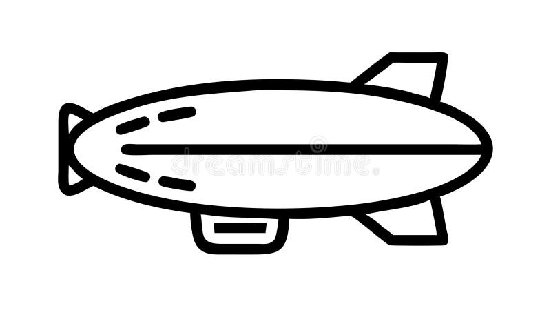 Minimalist Blimp Outline, Simplified Airship, Aviation Icon, Clean ...
