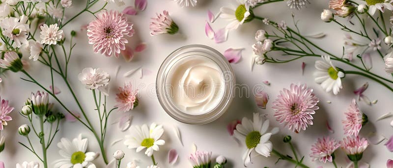 Minimalist Blossom-Infused Cream Presentation. Concept Cream ...