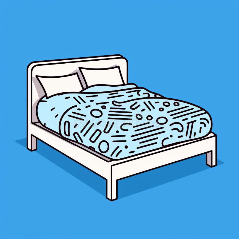 Minimalist Blue Background Bed Drawing in Keith Haring Style Stock ... Minimalist Blue Background Bed Drawing in Keith Haring Style Stock ...