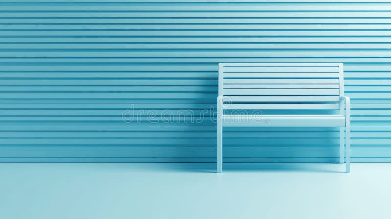 Minimalist Blue Bench Against Striped Wall in Modern Interior Design ...