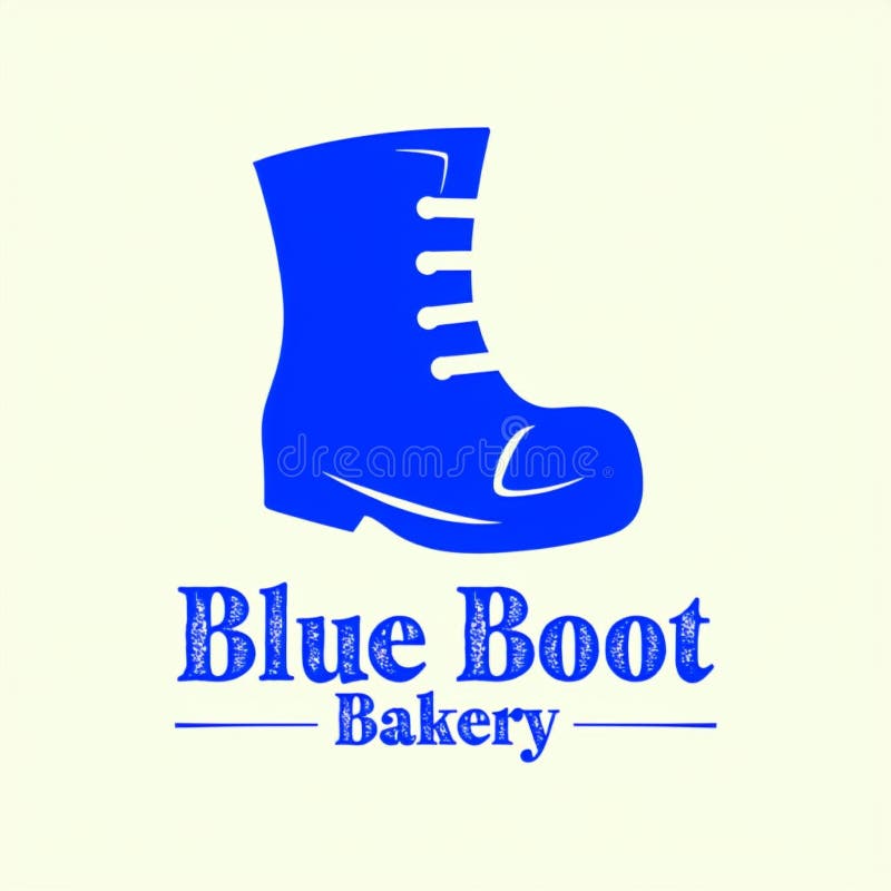 Minimalist Blue Boot Bakery Logo Design on Cream Background Logo Stock ...