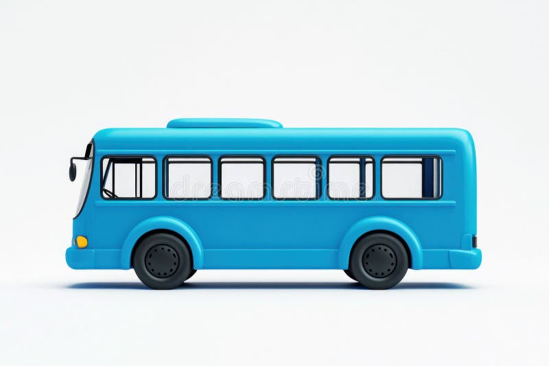 Minimalist Blue Bus on a White Background Stock Illustration ...