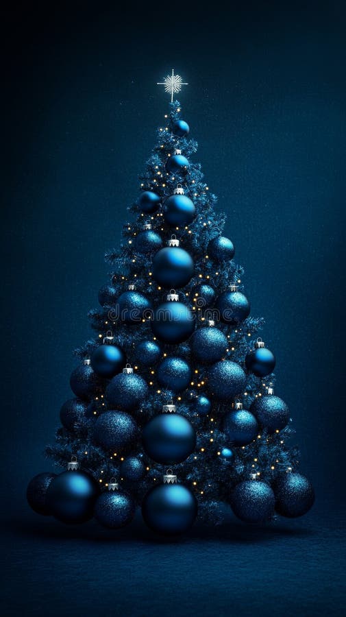Minimalist Blue Christmas Tree Deep Blue Christmas Decoration on Moody ...