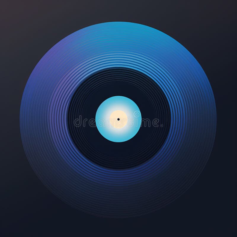 Minimalist Blue Disc Record Illustration for Blues Center Stock ...