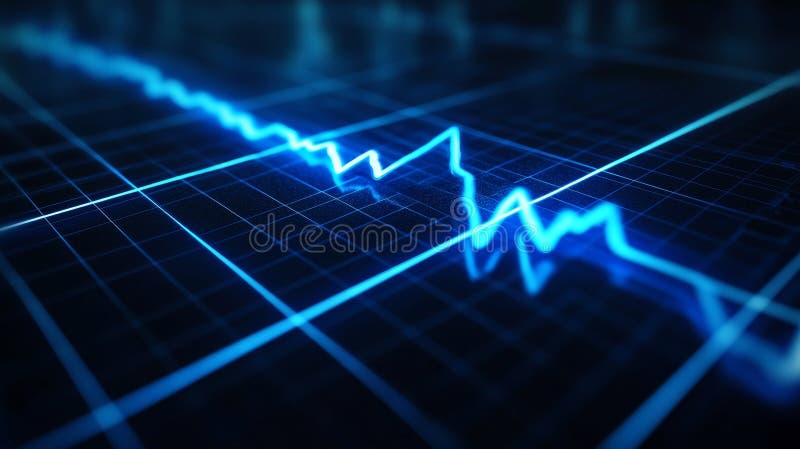 Minimalist Blue EKG Graph Flatlining, Financial Market Crash, Data ...