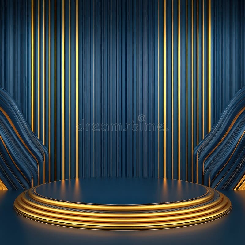 Abstract Blue and Gold Stage Background. Stock Illustration ...