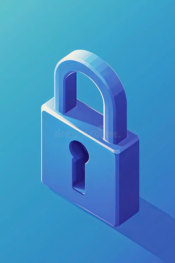Minimalist Blue Padlock on Gradient Background Stock Illustration ...
