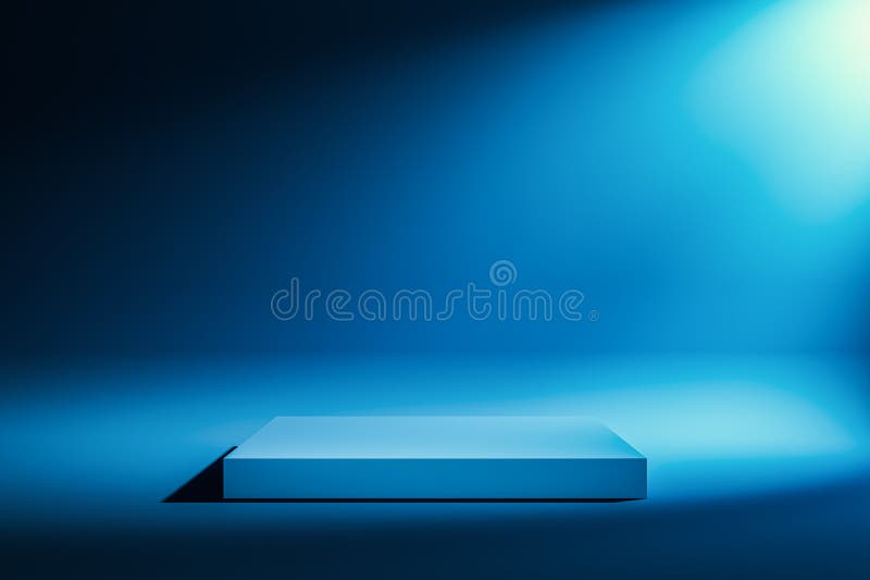 Minimalist Blue Platform with Spotlight. 3D Rendering Stock ...