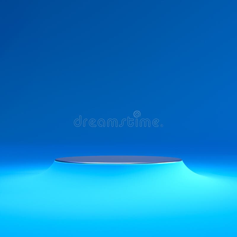 Minimalist Blue Podium with Metal Disc Stock Illustration ...