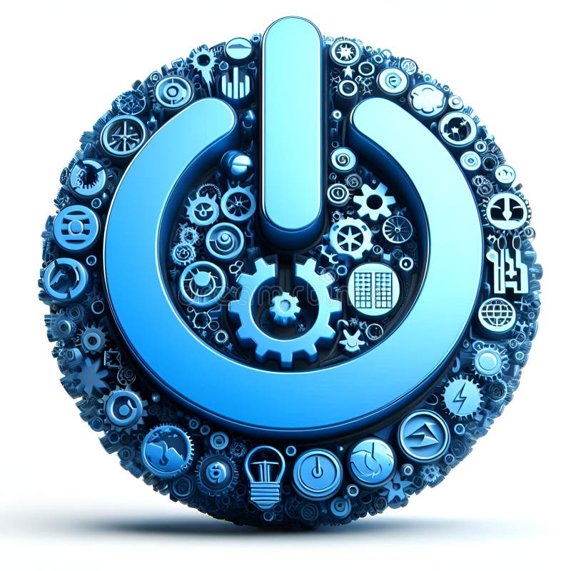 Minimalist Blue Power Icon for Clean Web Design, Generative AI. Stock ...