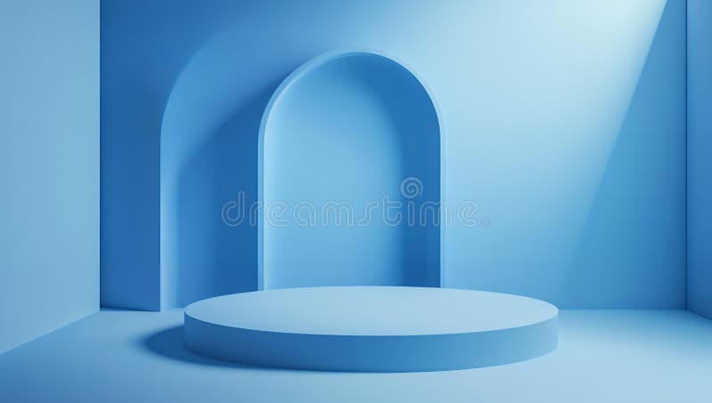 Minimalist Blue Room Scene Product Display Platform Arch Background ...
