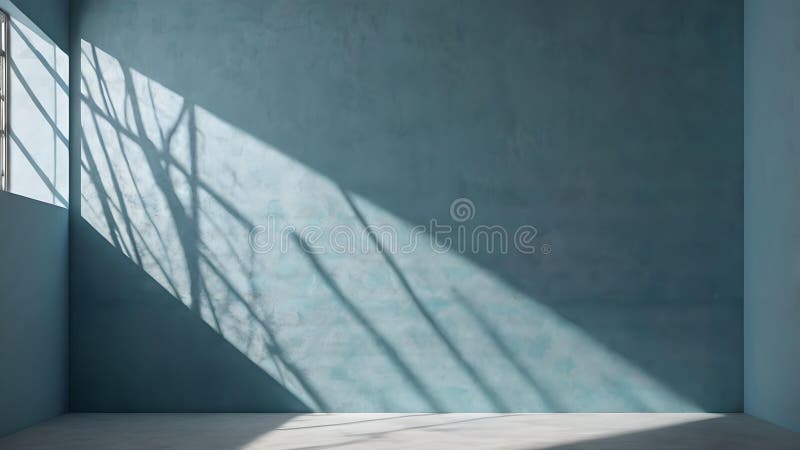Minimalist Blue Room with Sunlight Shadow for Product Display Stock ...