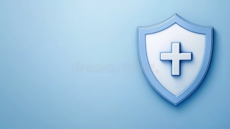 Minimalist Blue Security Shield Featuring a White Cross, Representing ...