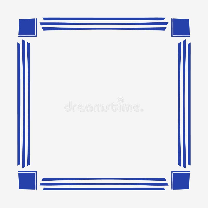 Minimalist Blue Square Frame Graphic with Striped Border Design Element ...