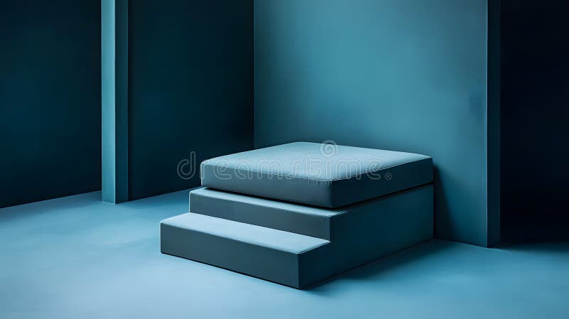 Minimalist Blue Steps in a Serene Setting Stock Photo - Image of calm ...