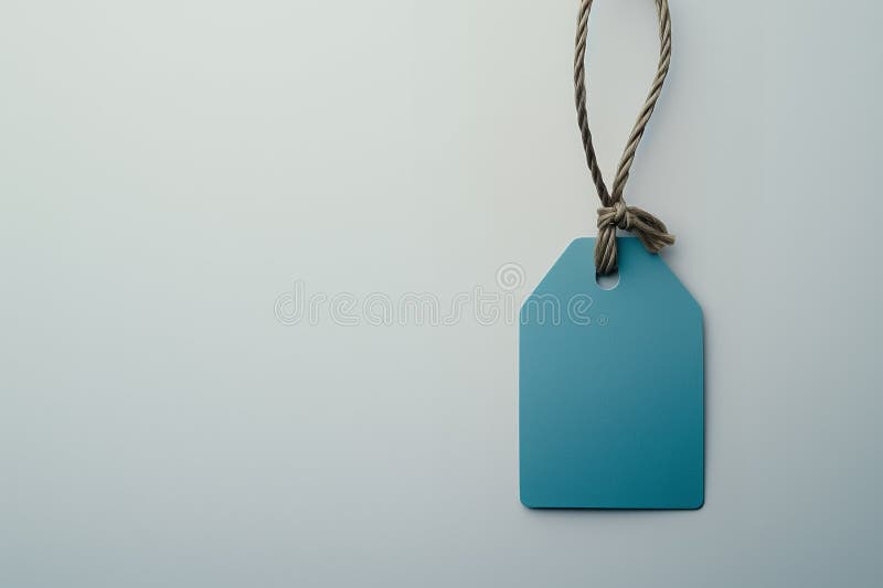 Minimalist Blue Tag on Rope, Design for Branding and Labels Stock ...