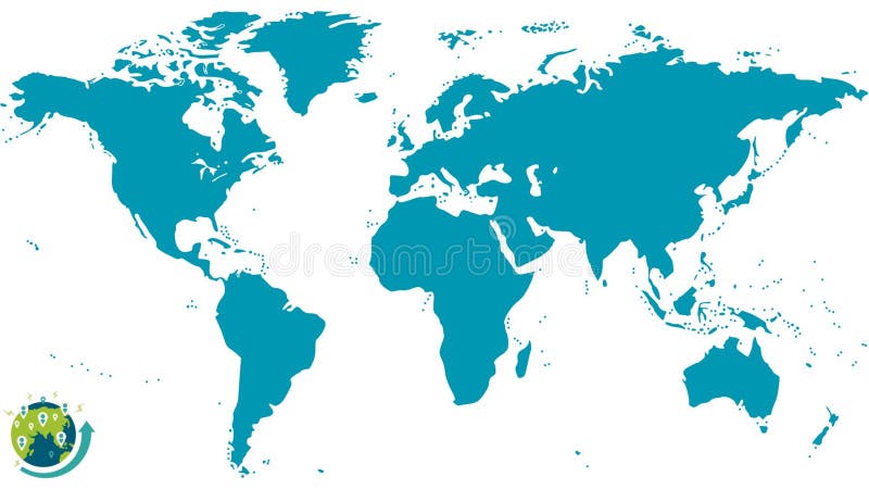 Minimalist Blue World Map Vector on White Background Stock Illustration - Illustration of ...