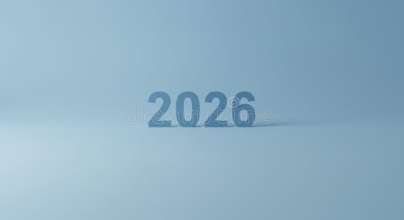 Minimalist Blue 2026 Year Concept Against Clean Background Stock Photo ...