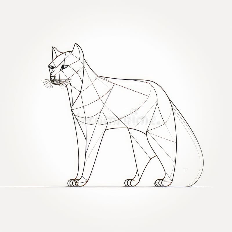 Minimalist Bobcat Drawing stock illustration. Illustration of created ...