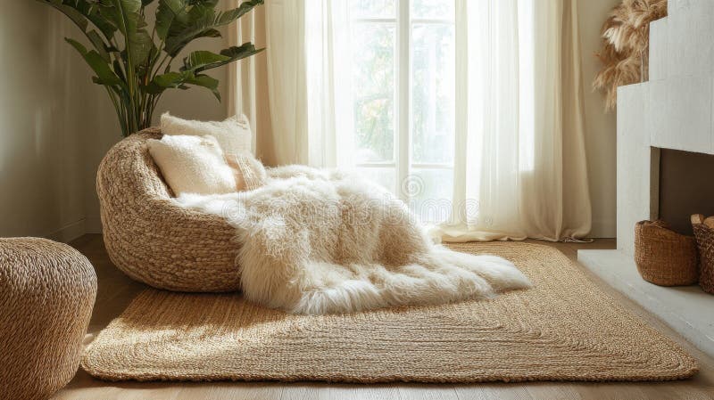 Layered Rug Decor, a Minimalist Boho Eco Decor with a Jute Rug and ...