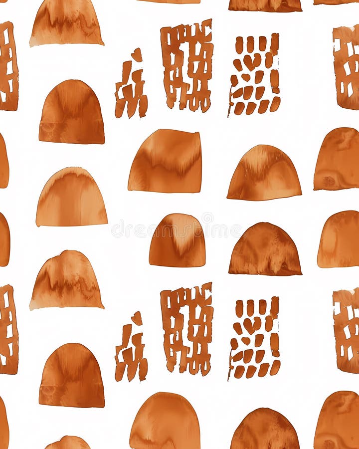 Minimalist, Boho Japandi Style Pattern with Terracotta and Off-white ...