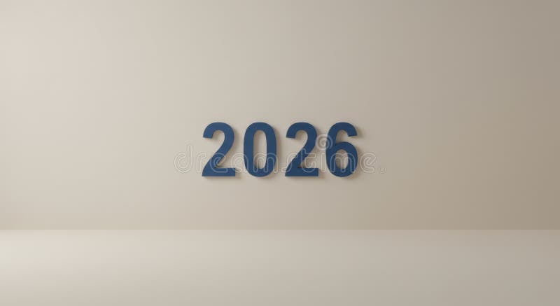 Minimalist 2026 Bold Blue Numbers on Neutral Background for Modern ...