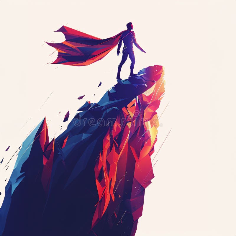 A Minimalist Book Cover Design - a Man in a Cape Standing on a Mountain ...