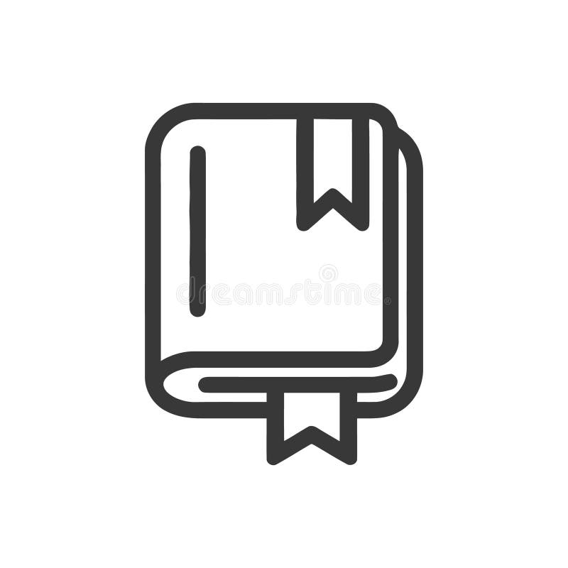 Closed Book with Bookmark Icon, Simple Line Design Stock Vector ...