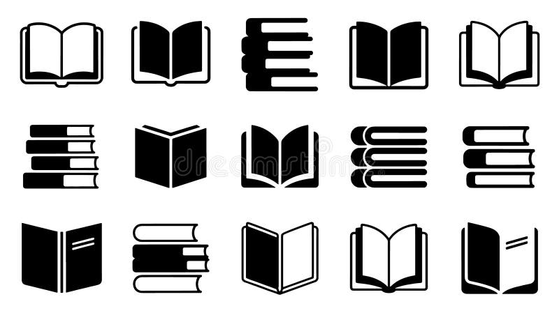 Simple Book Icons for Academic Resources Library Apps and Editorial ...