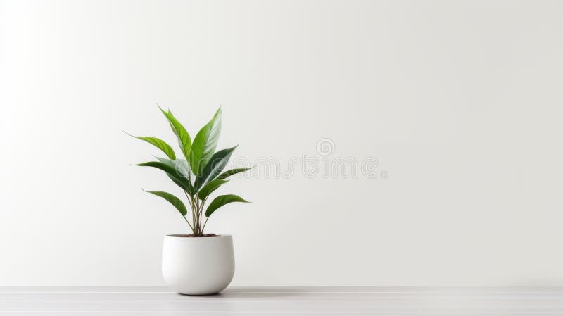 8k Resolution Empty White Floor with Green Plant in Pot Stock ...