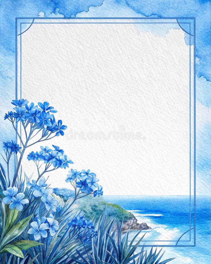 Minimalist Border Design with Paper Texture and Azure Sky Palette Stock ...