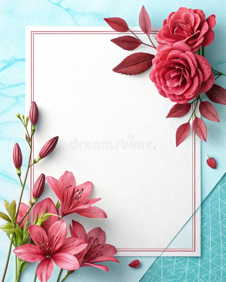 Minimalist Border Design with Paper Texture and Crimson Rose Palette ...