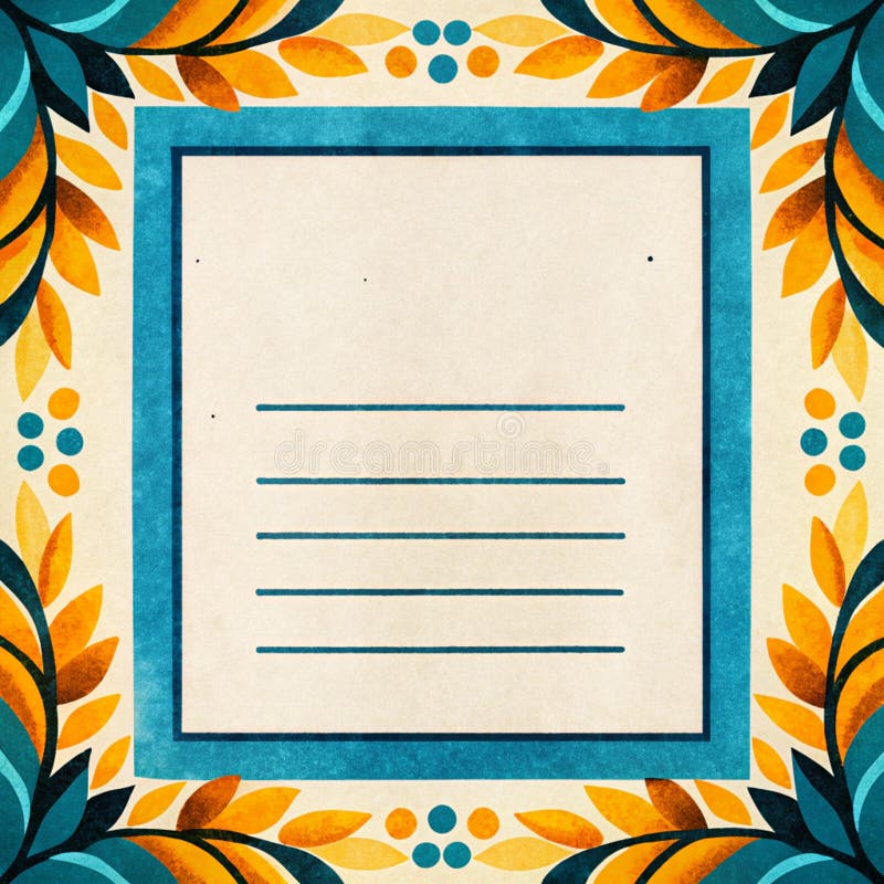 Minimalist Border Design with Paper Texture and Sunset Over the Ocean ...