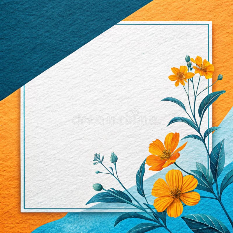 Minimalist Border Design with Paper Texture and Sunset Over the Ocean ...