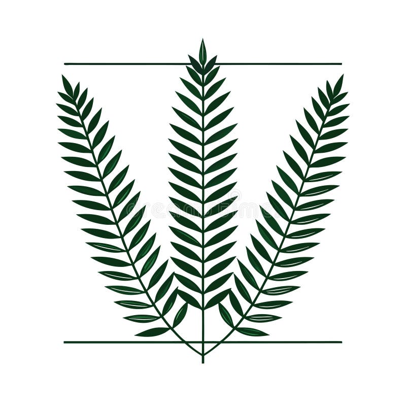 Minimalist Botanical Design Featuring Three Stylized Fern Fronds within ...
