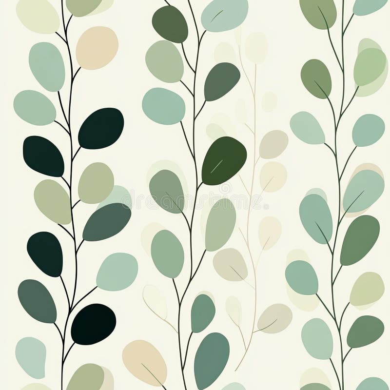 Minimalist Botanical Pattern Featuring Eucalyptus Leaves on a Light ...