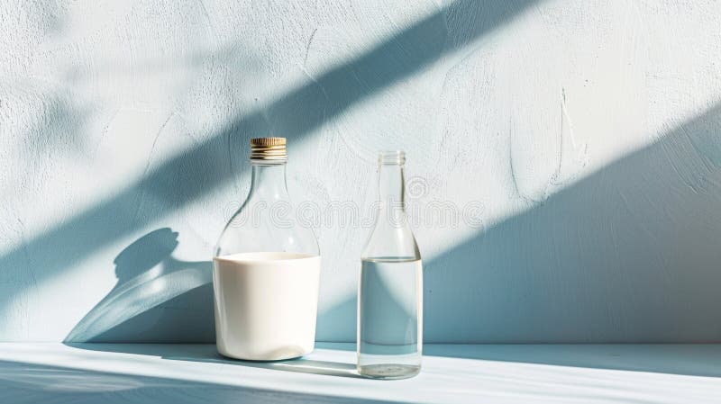 Minimalist Bottles with Shadows on Light Background Stock Photo - Image ...