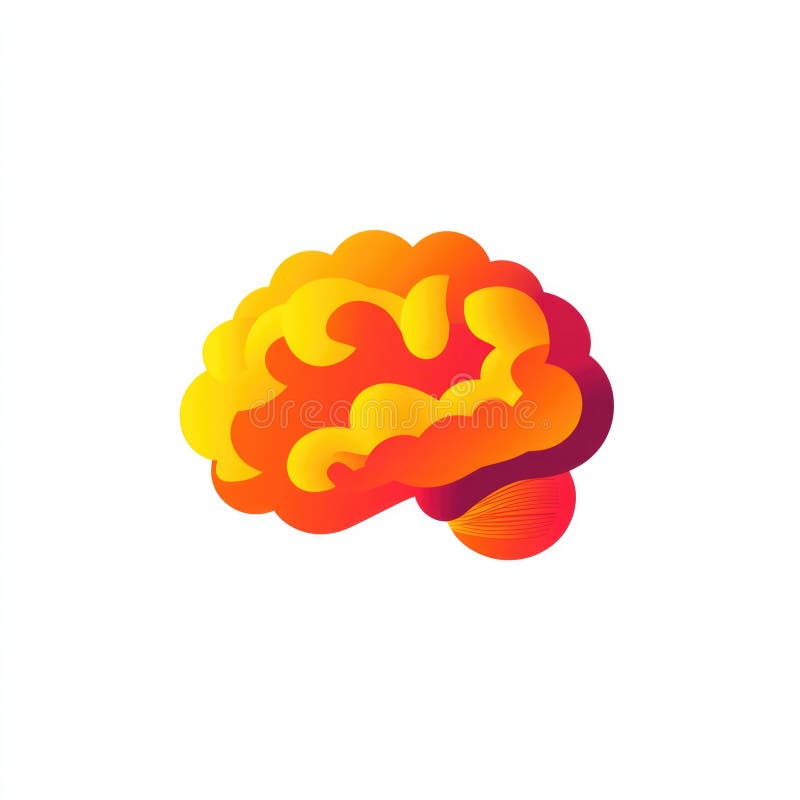 Gradient Brain Icon on White Background Stock Illustration ...