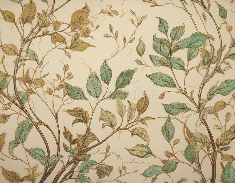 Minimalist Branches and Leaves Pattern Scattered Design on Neutral ...