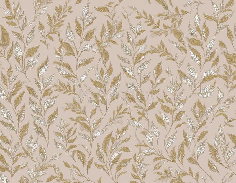 Minimalist Branches and Leaves Pattern Scattered Design on Neutral ...